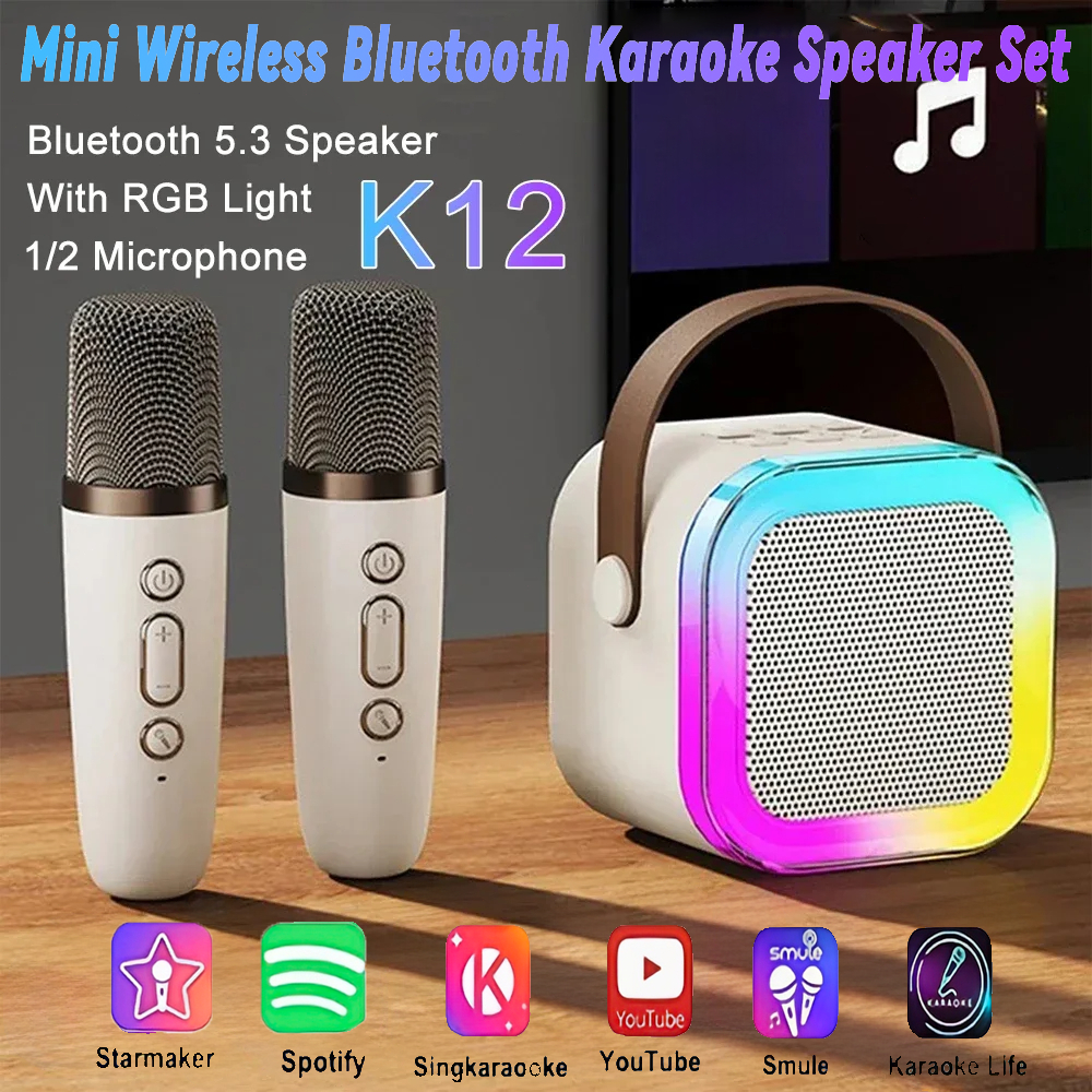 Jual Speaker Microphone Karaoke Set Bluetooth Mini Full bass Portable ...