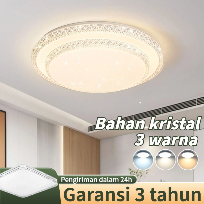 Jual lampu plafon minimalis LED 18/48W kristal remote lampu downlight ...