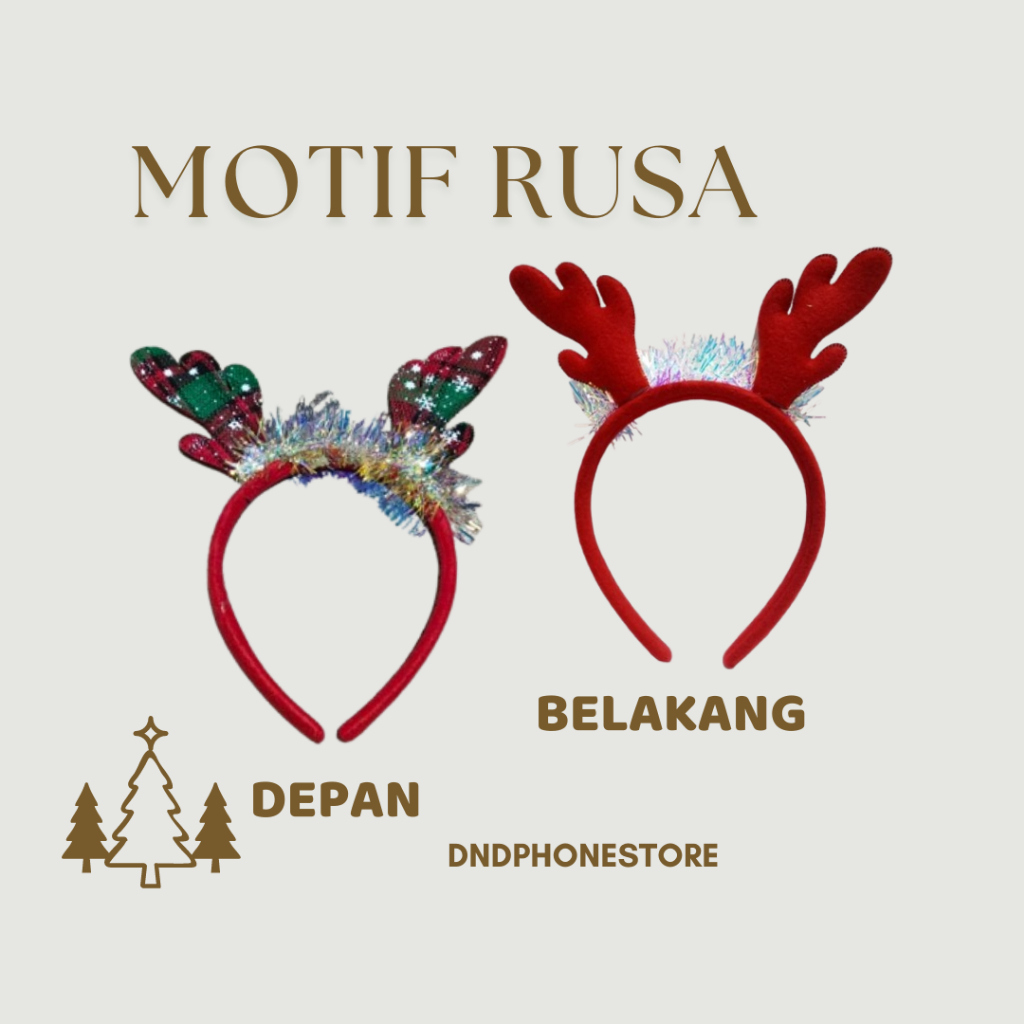Jual 1 PCS - Bando Natal Karakter Tanduk Rusa/Topi Natal/Pohon Natal ...