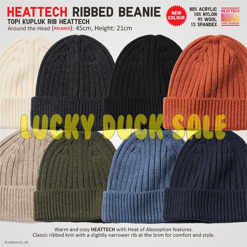 Jual Heattech UNIQLO Beanie Rib Unisex Hat Wanita Pria Topi Kupluk ...