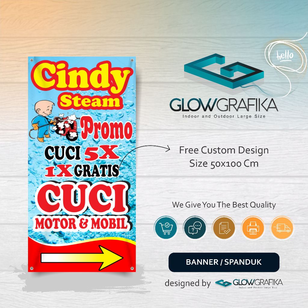 Jual Cetak Spanduk Banner Plang Steam Custom Nama | Shopee Indonesia