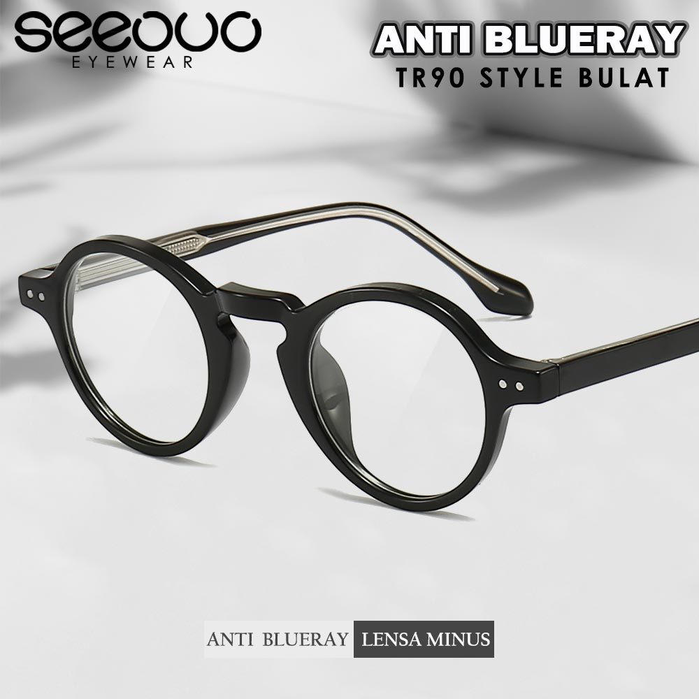 Jual Seeouo Kacamata Antiradiasi Blueray Anti Sinar Biru Bisa Minus Frame Bentuk Bulat Stylish ...