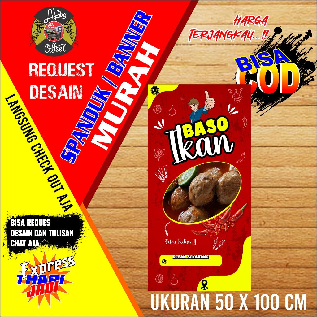 Jual BANNER SPANDUK BASO IKAN UKURAN 50X100CM | Shopee Indonesia