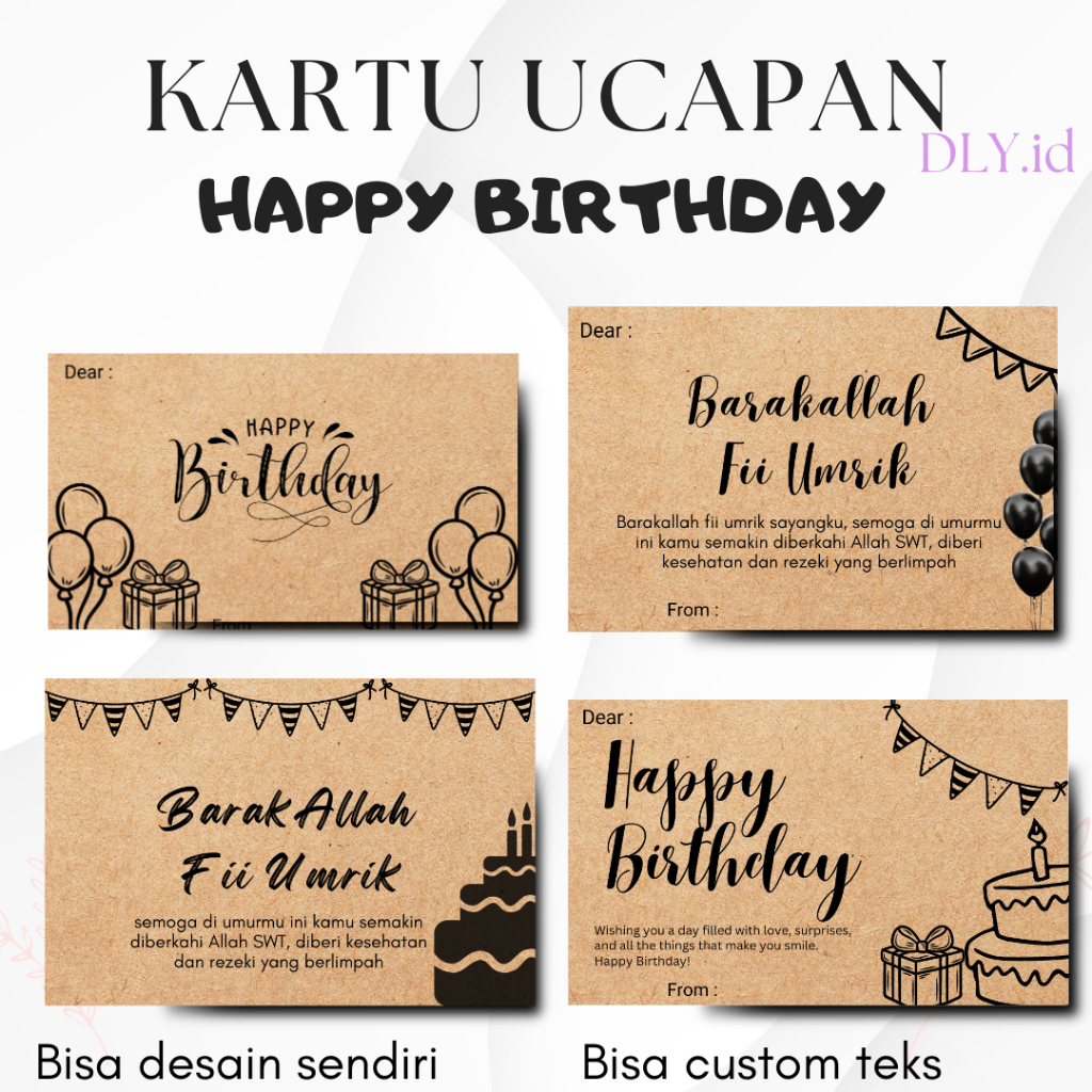 Jual KARTU UCAPAN HBD/HAPPY BIRTH DAY/ SELAMAT ULANG TAHUN ULTAH KERTAS KRAFT AESTHETIC | Shopee ...