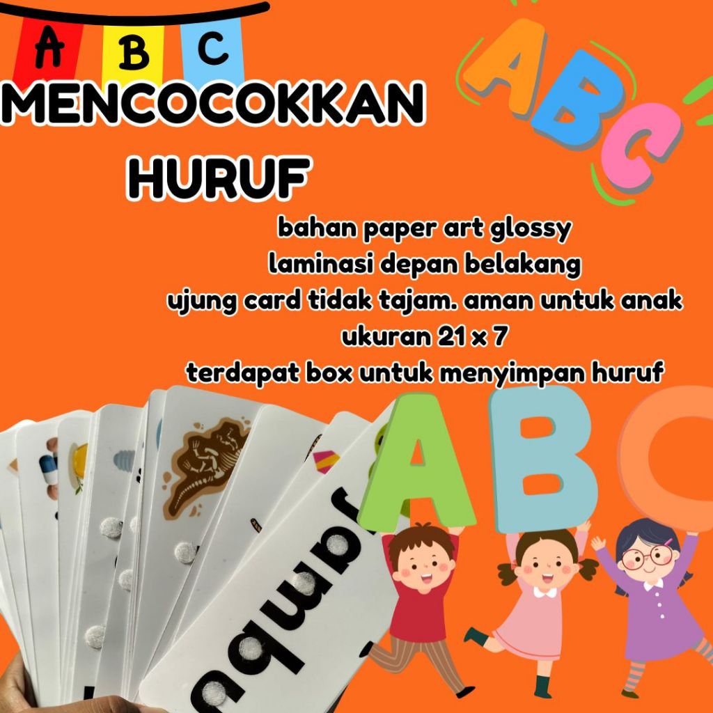Jual FlashCard Mencocokkan Huruf Media Belajar Untuk Anak PAUD TK SD ...