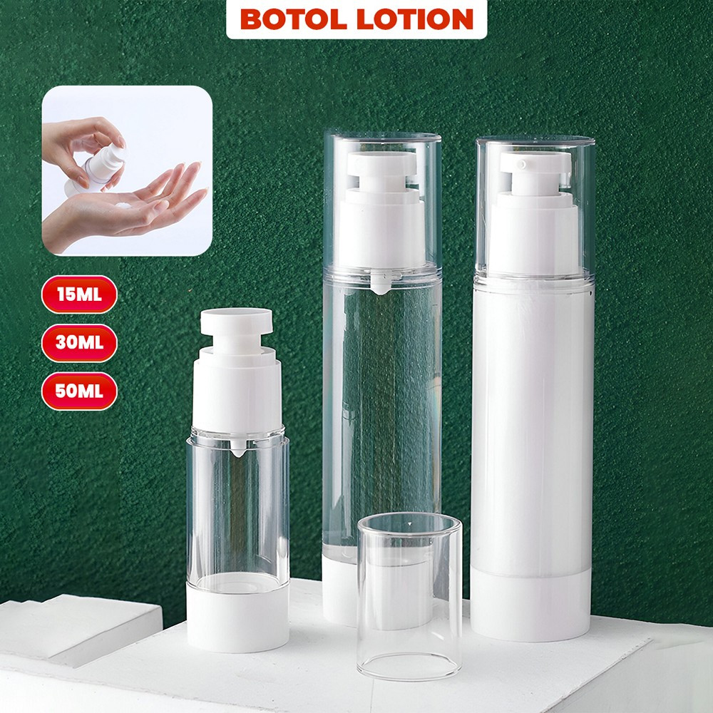 Jual Botol Airless Pump Lotion Transparant 15ml 30ml 50ml Travel Size ...