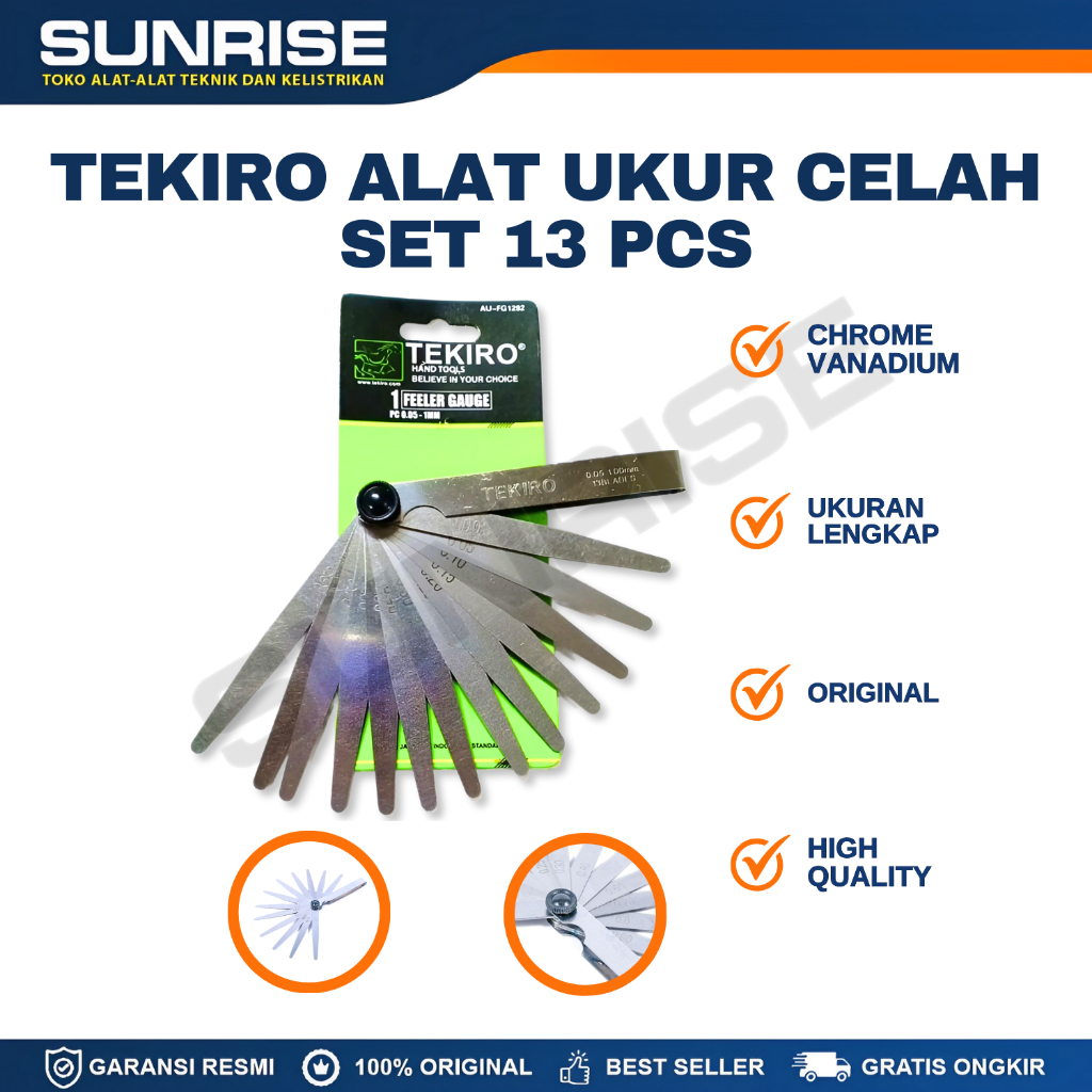 Jual FEELER GAUGE ALAT UKUR CELAH 13PCS TEKIRO | Shopee Indonesia