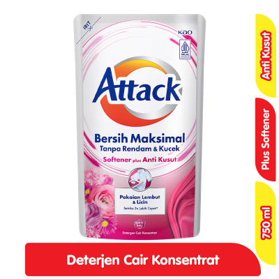 Jual Kao Attack Detergent Cair + Softener 3D Clean Action 750mL | Shopee Indonesia
