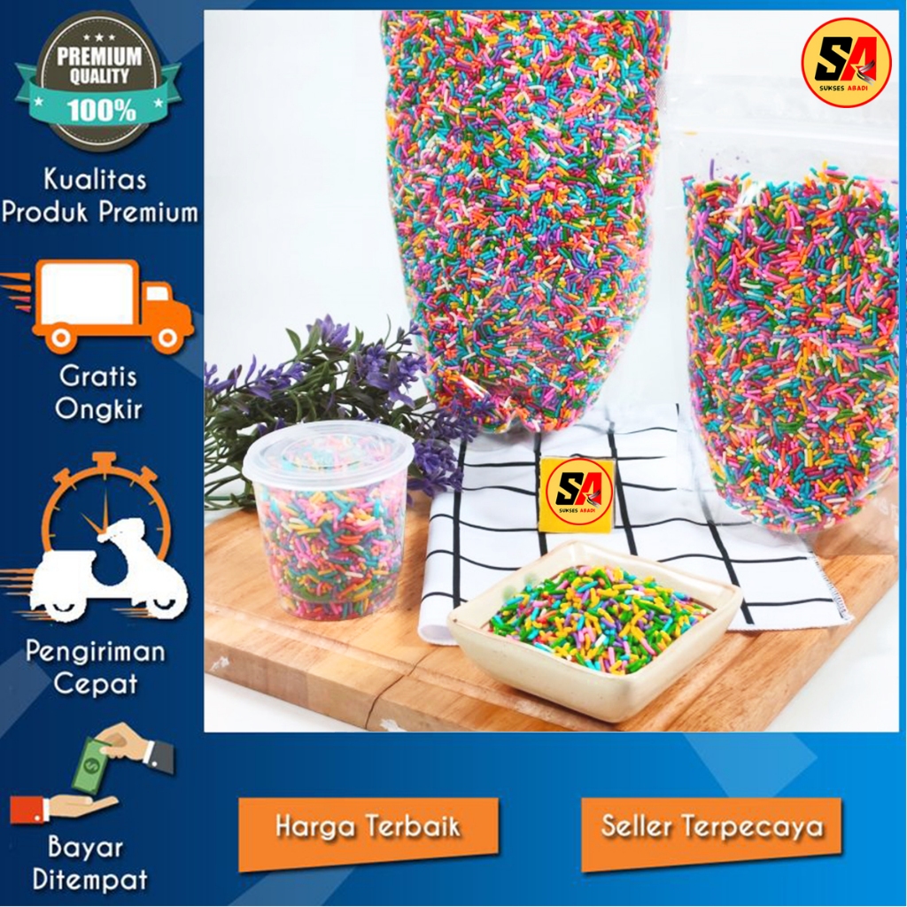 Jual Meses Meises Waterfall Warna Warni / rainbow / Topping Donat ...