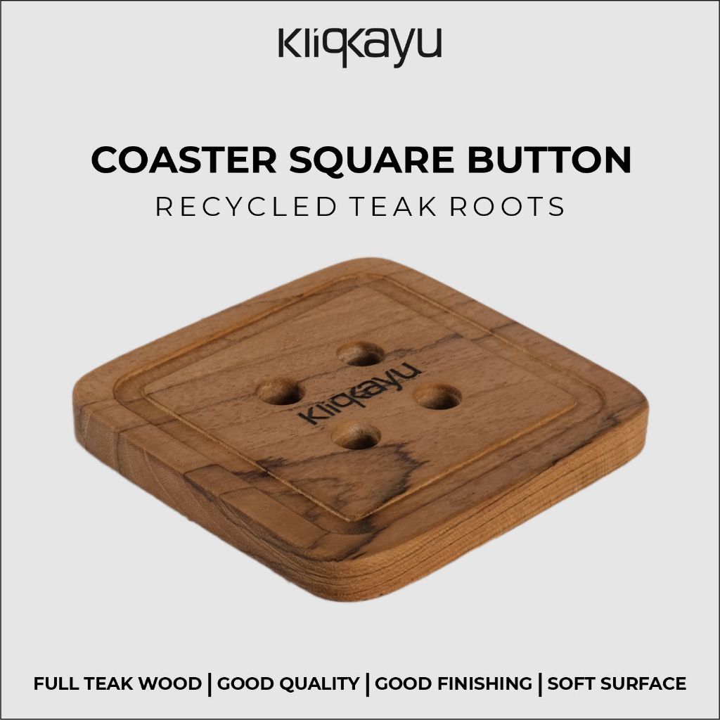 Jual KLIQKAYU Wooden Coaster Square Button Gelas Kayu Jati Asli Tatakan ...