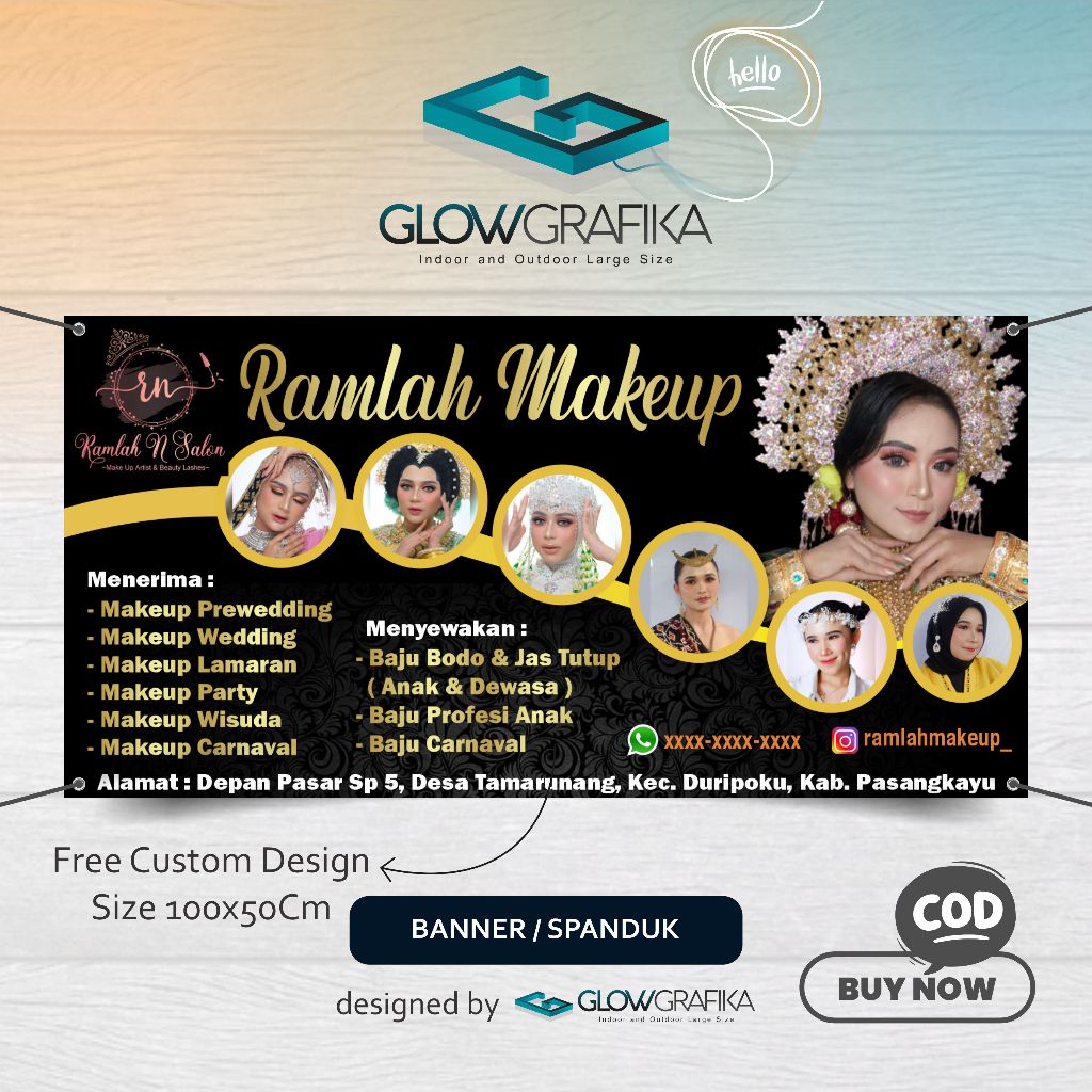 Jual Cetak Spanduk Banner Makeup Custom Nama | Shopee Indonesia