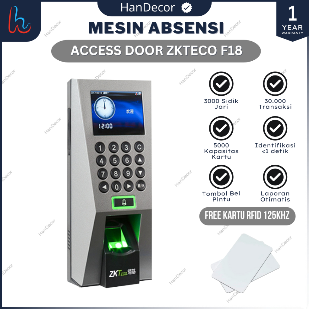 Jual Mesin Absensi ZKTECO F18 Fingerprint Dan Akses Kontrol Sidik Jari | Mesin Absensi ZKTECO ...