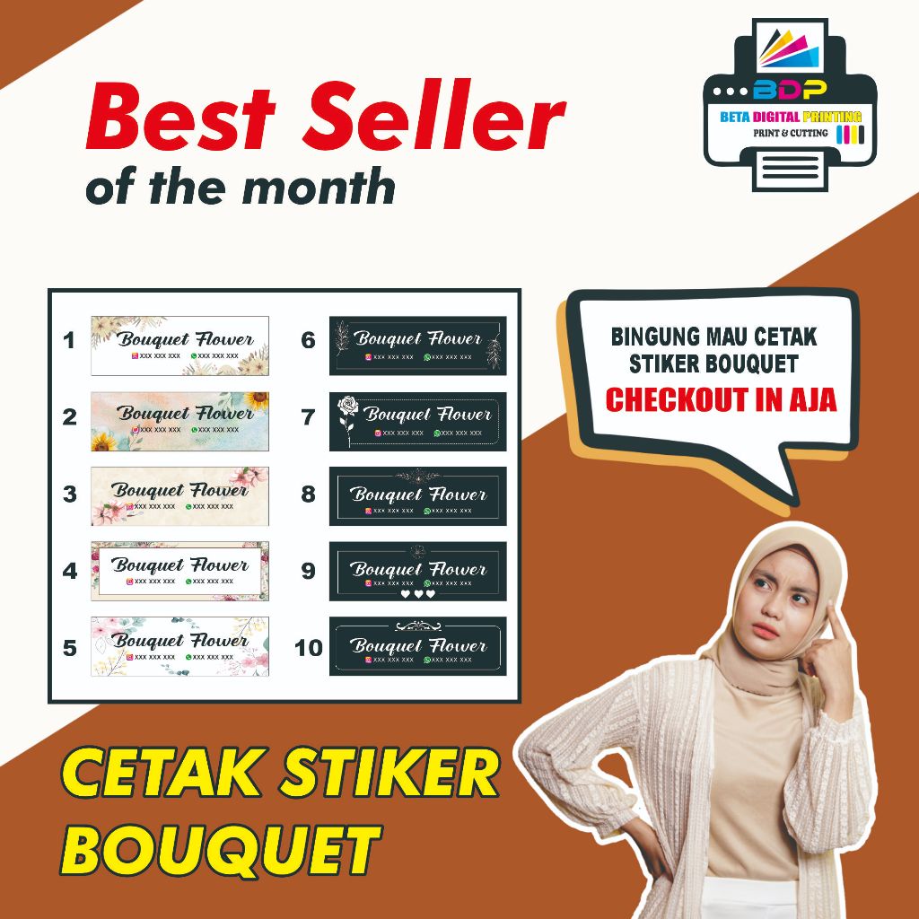 Jual [112] Sticker Buket Bunga Ukuran 6x2cm | Shopee Indonesia