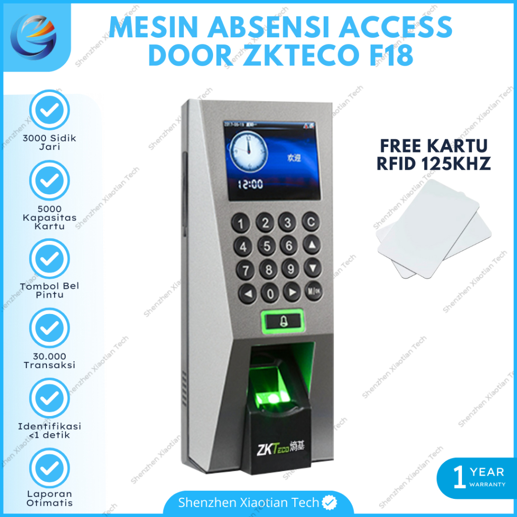 Jual Mesin Absensi ZKTECO F18 Access Control | Mesin Absensi Sidik Jari ...