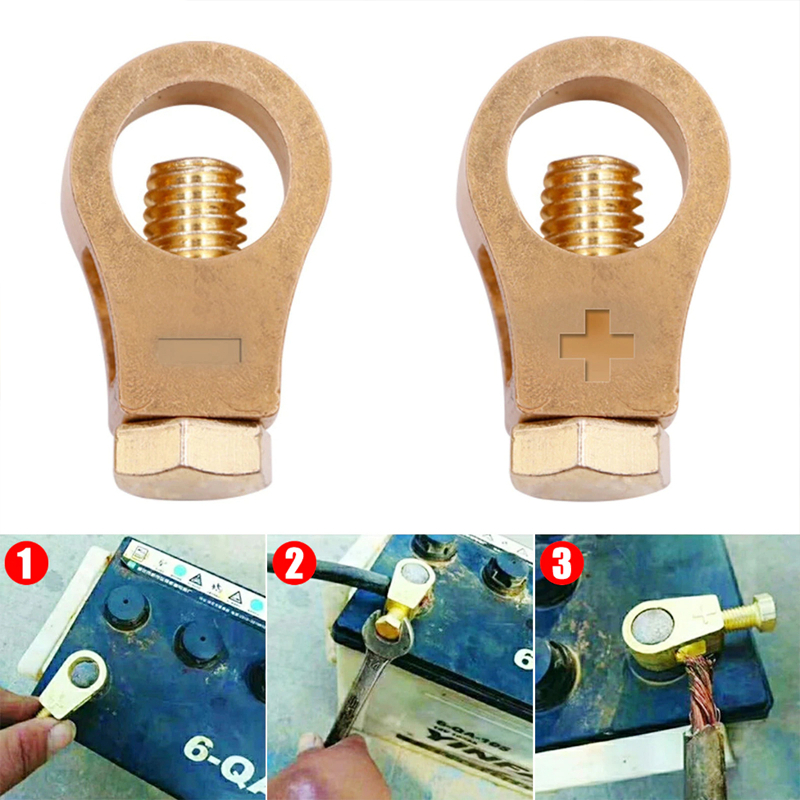 Jual 1pasang Terminal Baterai Tembaga Murni Terminal Aki Mobil Konektor ...