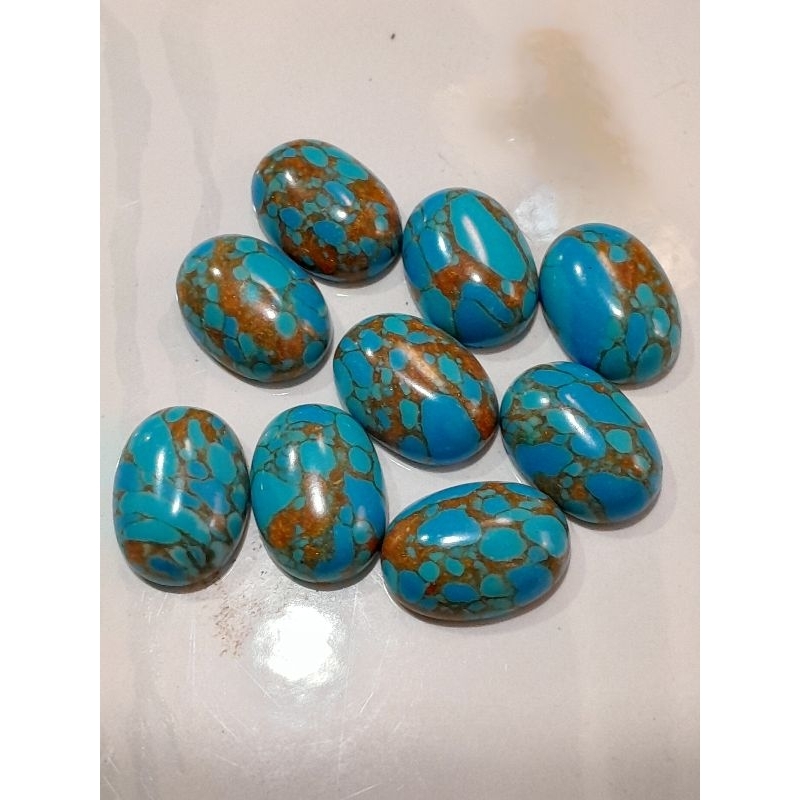 Jual batu akik lepasan pirus mesir biru urat mas dim 18 mm | Shopee ...