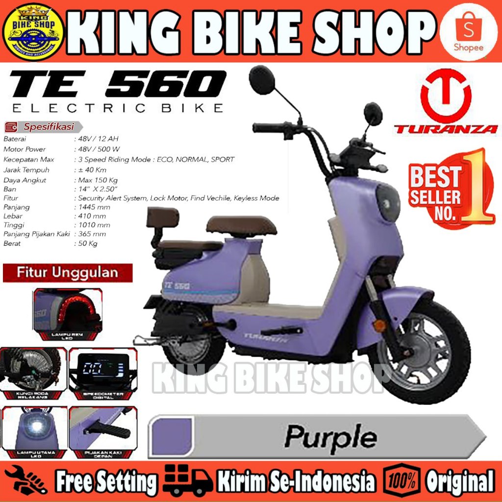 Jual Sepeda Listrik TURANZA TE 560 BY PACIFIC 500 Watt Electric E Bike ...
