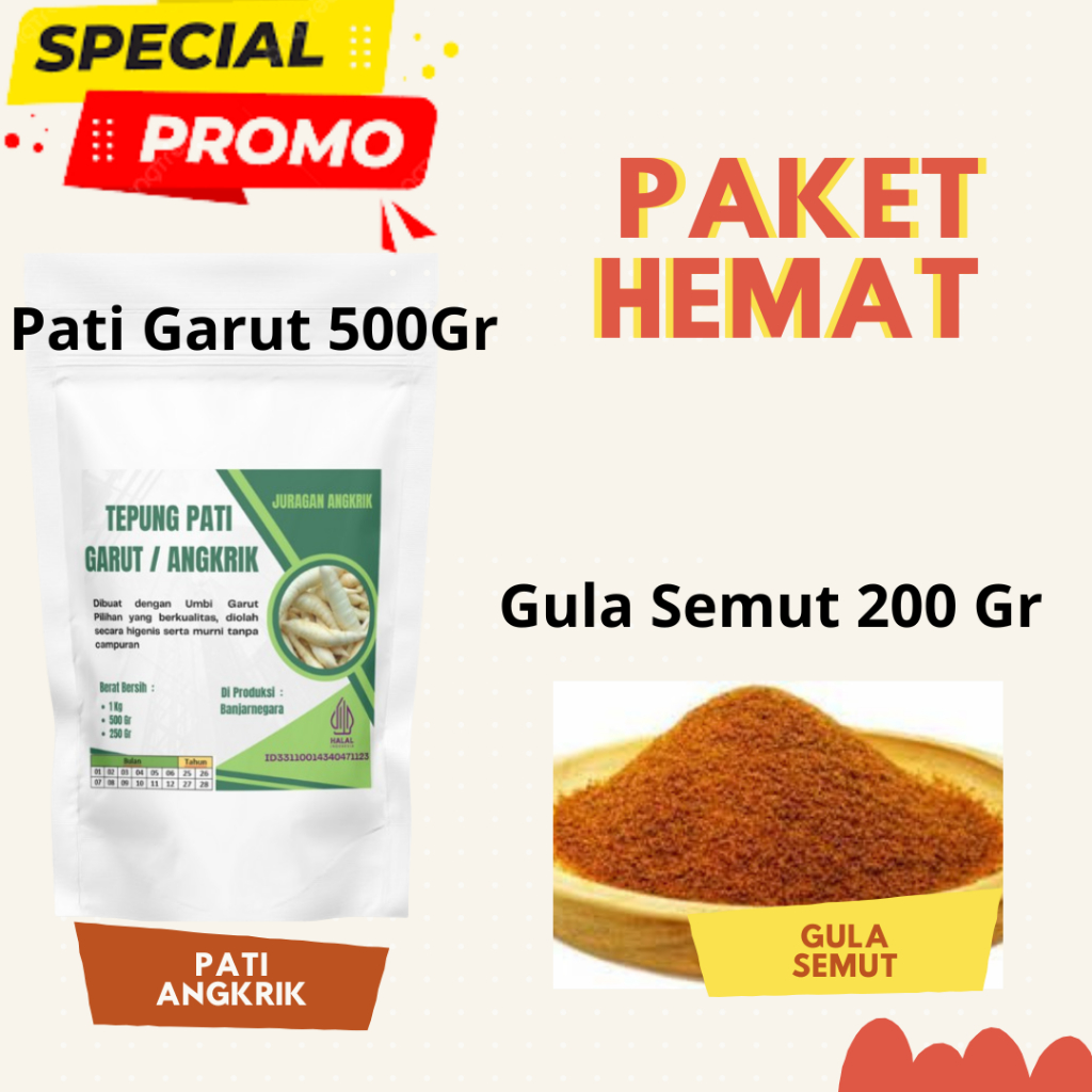 Jual Tepung Pati Garut 500 Gr dan Gula Semut 200 Gr Paket Hemat ...