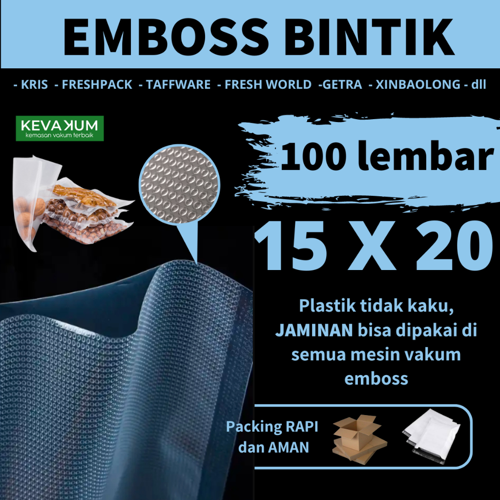 Jual Plastik vacuum emboss 15X20 Isi 100 Plastic Vacum Embos Bintik ...