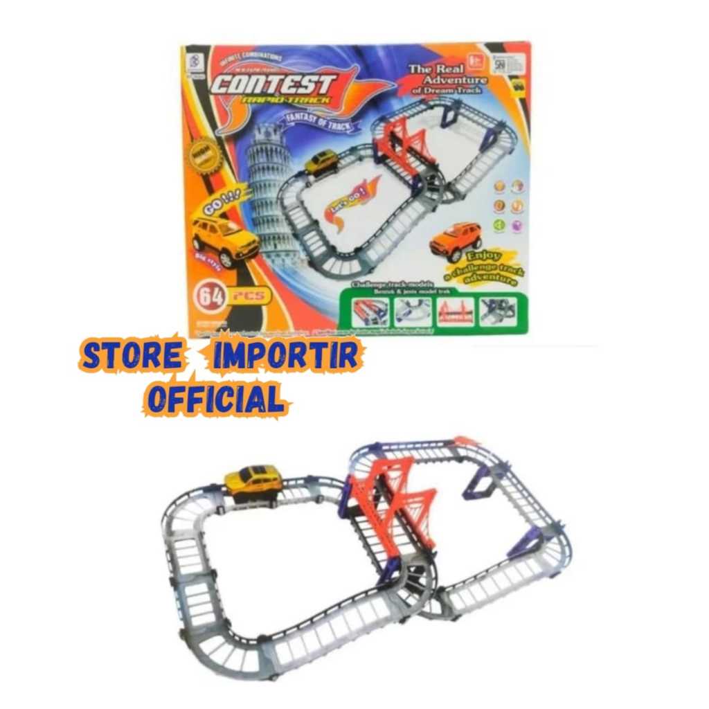 Jual Mainan Lintasan Mobil Contest Rapid Track Elektrik BP 9648 Isi 64 ...