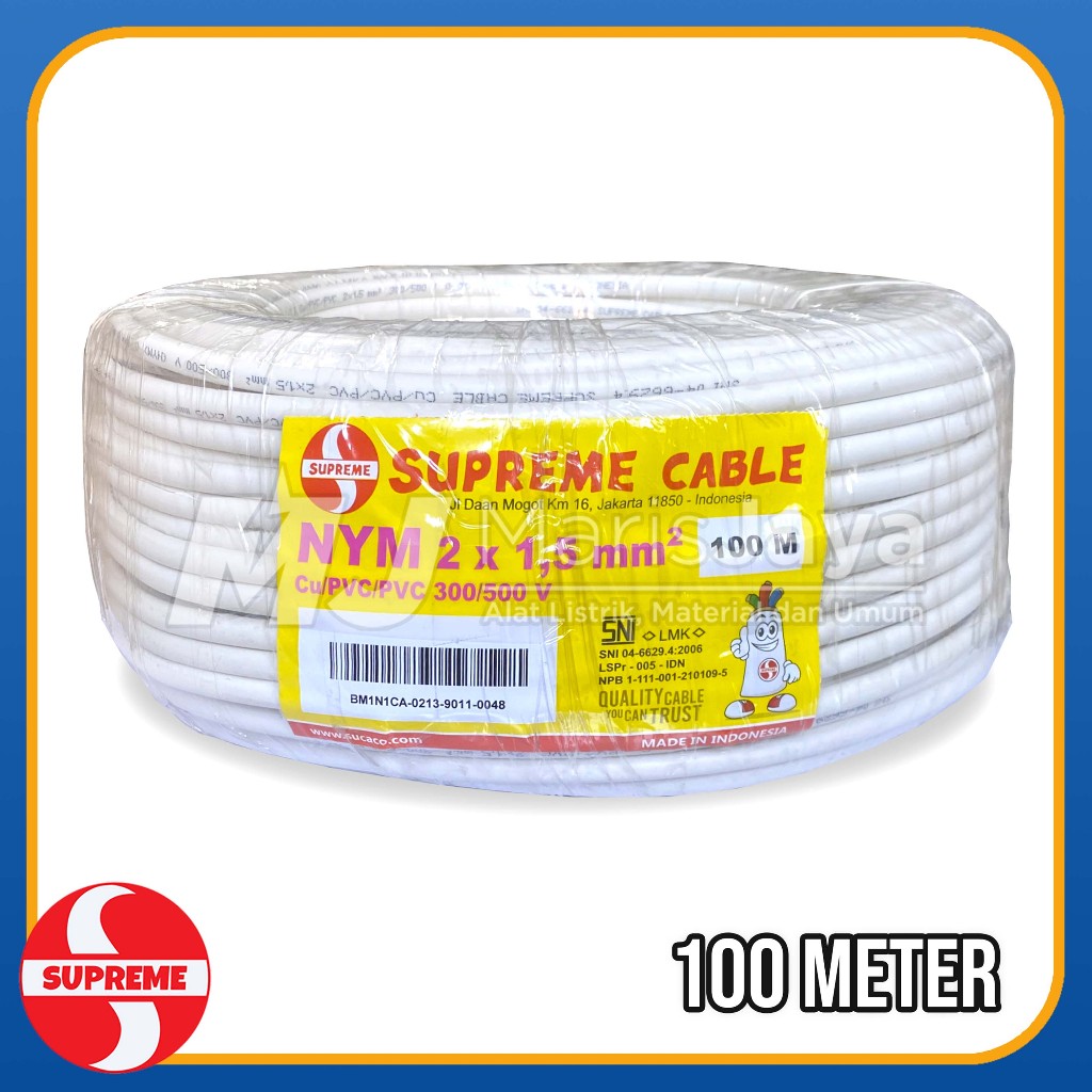 Jual Kabel Tunggal SUPREME NYM 2x1,5 2x1.5 mm 100 meter (PER ROLL) | Shopee Indonesia