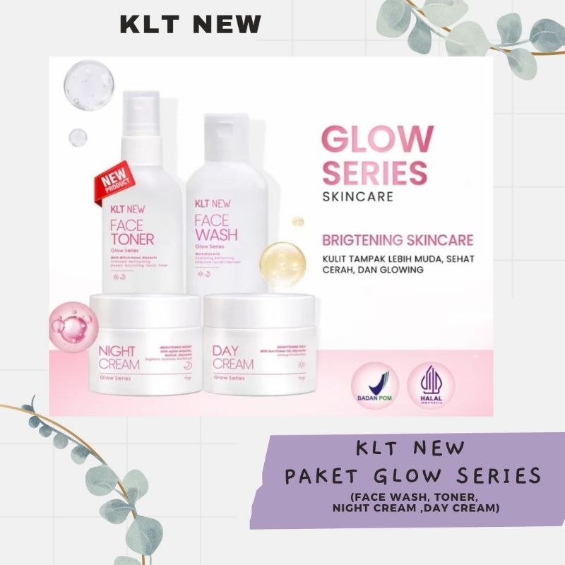Jual KLT NEW GLOW SERIES (face wash,toner, Day cream, night cream ...