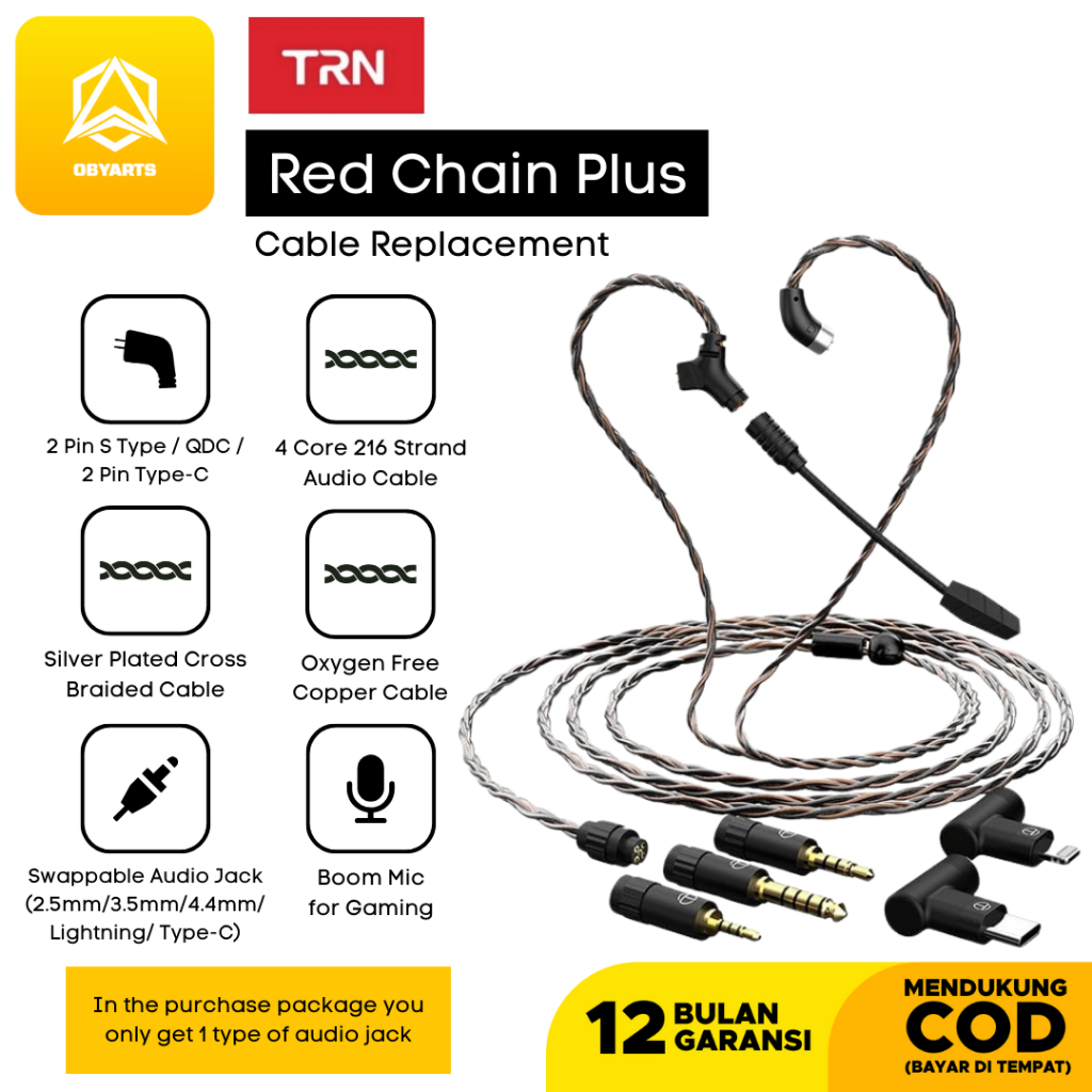 Jual TRN RedChain / Red Chain Plus Gramr Upgrade Cable For Earphone IEM ...