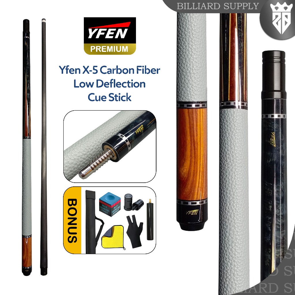 Jual YFEN Premium X5 Play Cue Stick Carbon Low Deflection Stik Billiard ...