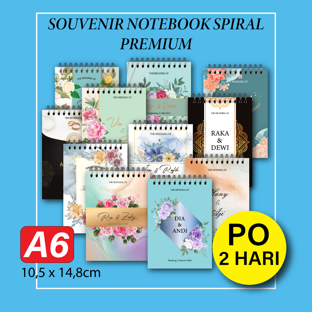 Jual SOUVENIR NOTEBOOK SPIRAL A6 PREMIUM PERNIKAHAN | Shopee Indonesia