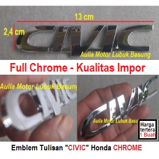 Jual 1 Buah Emblem Tulisan Logo Sedan Honda Civic Full Chrome | Shopee ...