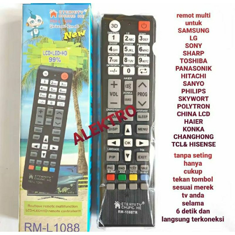 Jual remote multi universal untuk tv lcd led merek2 ternama (rm L1008 ...