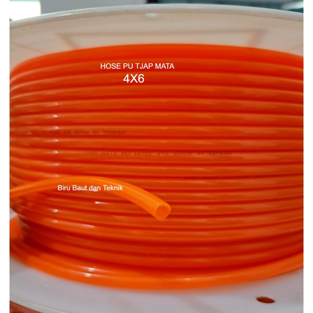 Jual Selang PU orange TJAP MATA 4 x 6 mm selang pneumatic dijual per 5 ...