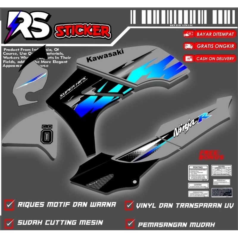 Jual sticker striping ninja R super kips custom 02 transparan uv(bisa ...
