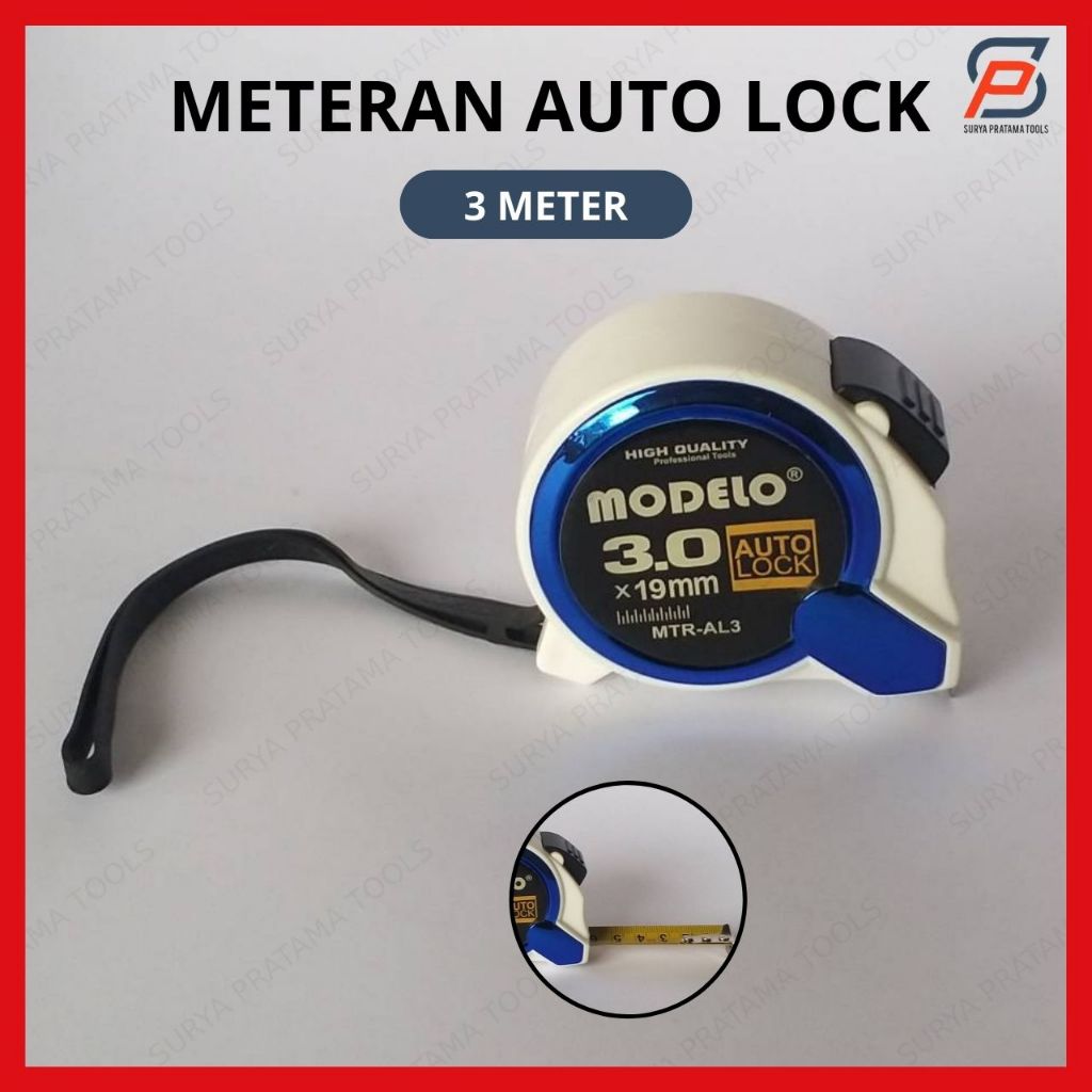 Jual Meteran Auto Stop 3 Meter Auto Lock Meteran Tukang Murah Bagus 3m Modelo | Shopee Indonesia