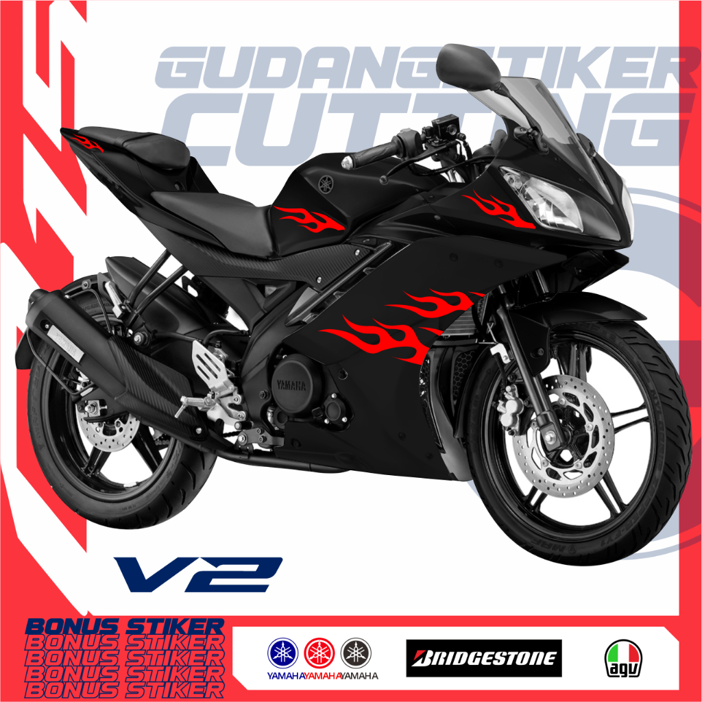 Jual STRIPING CUTTING YAMAHA R15 V2 STIKER EDISI API LIS STICKER FIRE ...