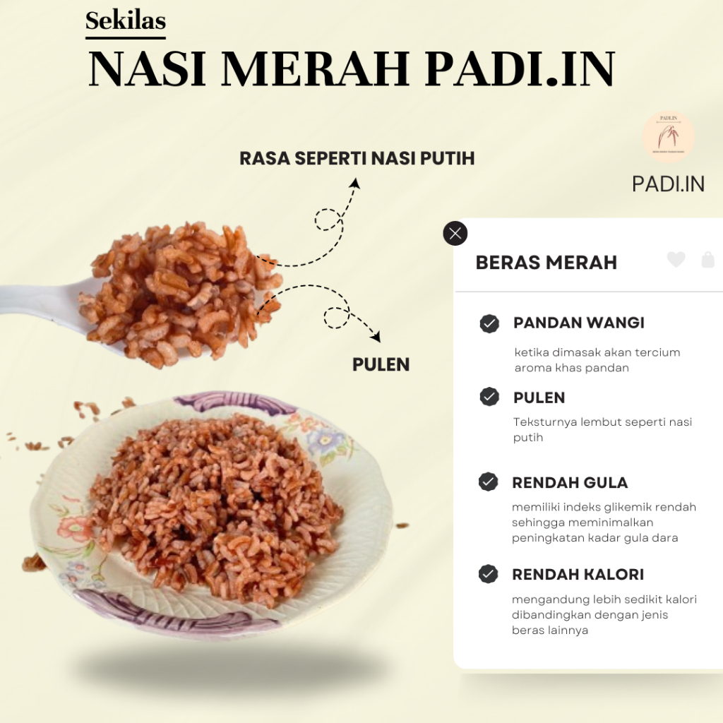 Jual Beras Merah Pulen Dan Pandan Wangi Padi.in (Variasi Kemasan ...