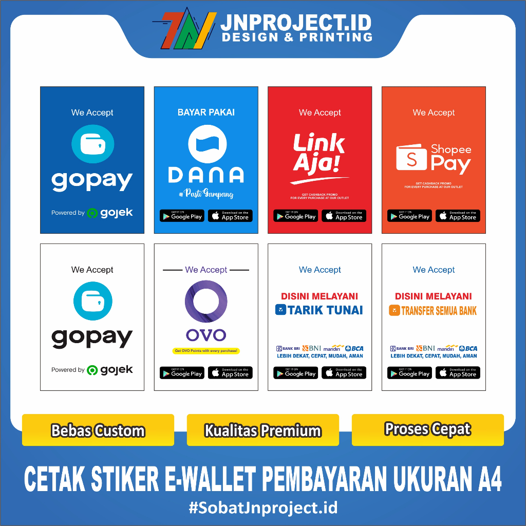 Jual Stiker E-Wallet, Sticker Vinyl Premium, Tahan Air, Termurah, dan ...
