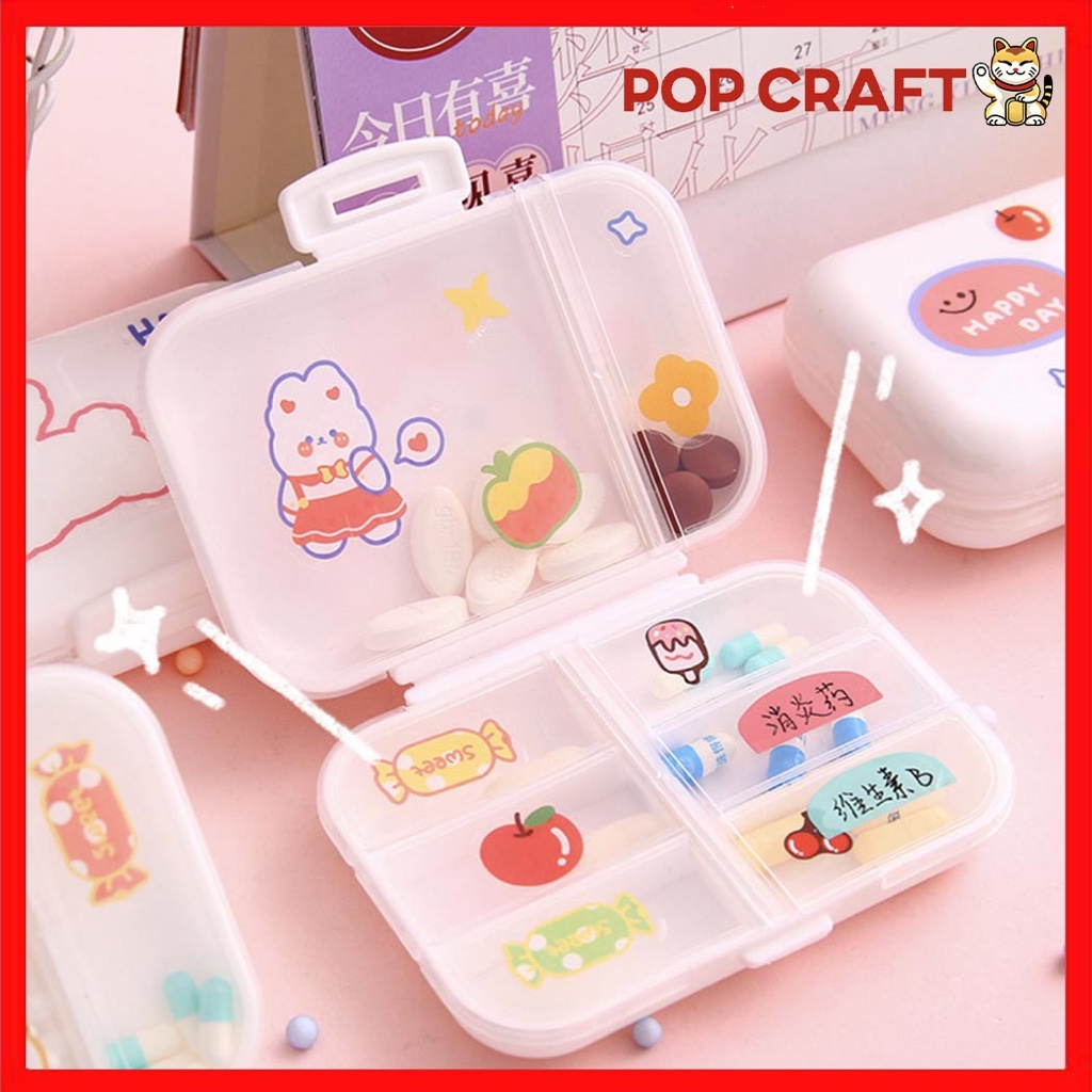 Jual PC Tempat Supplement Kotak Obat Mini Transparan Aesthetic Free ...