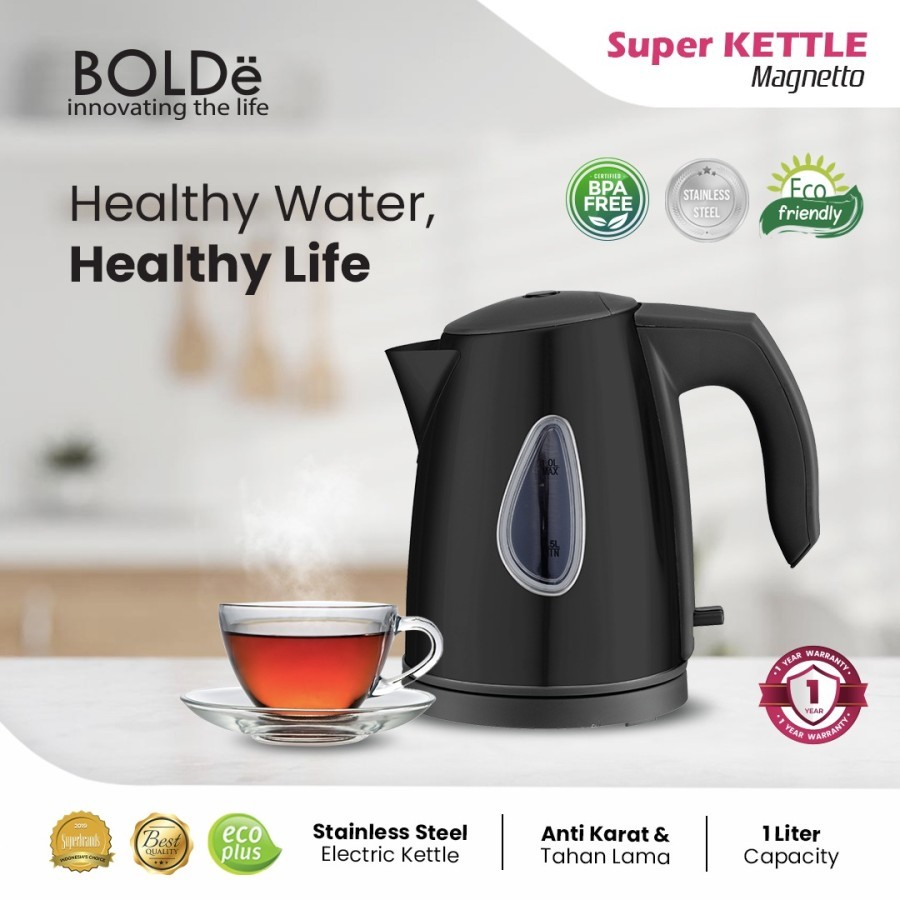 Jual Super Kettle Magnetto Teko Listrik 1L BPA Free Stainless Steel Eco ...