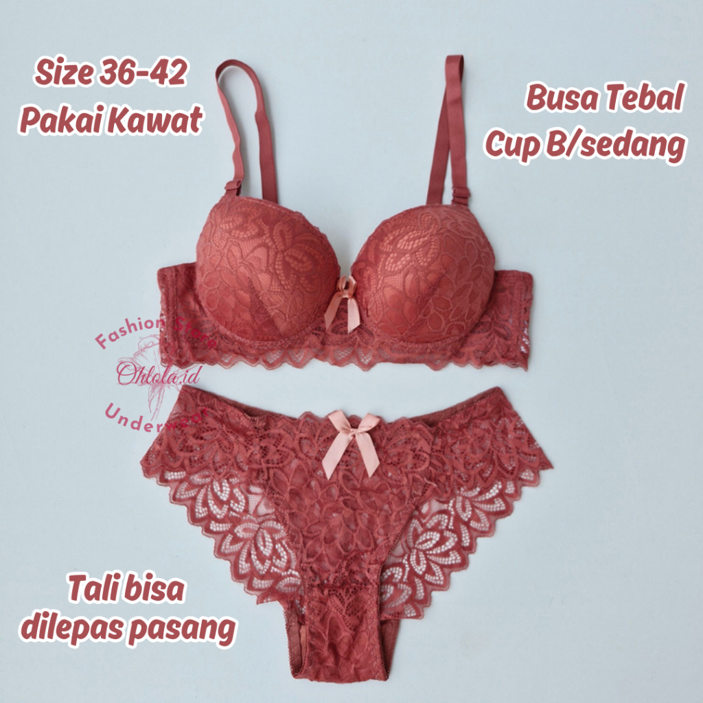 Jual Bh Set Celana Dalam Wanita Brukat Tebal UKuran 36 - 42 | Shopee Indonesia