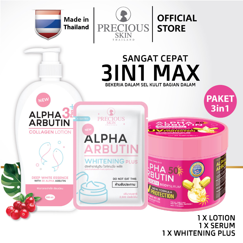 Jual Precious Skin Thailand Alpha Arbutin 3+++ 3 in 1 Whitening UV Serum Body Booster Set/HB ...