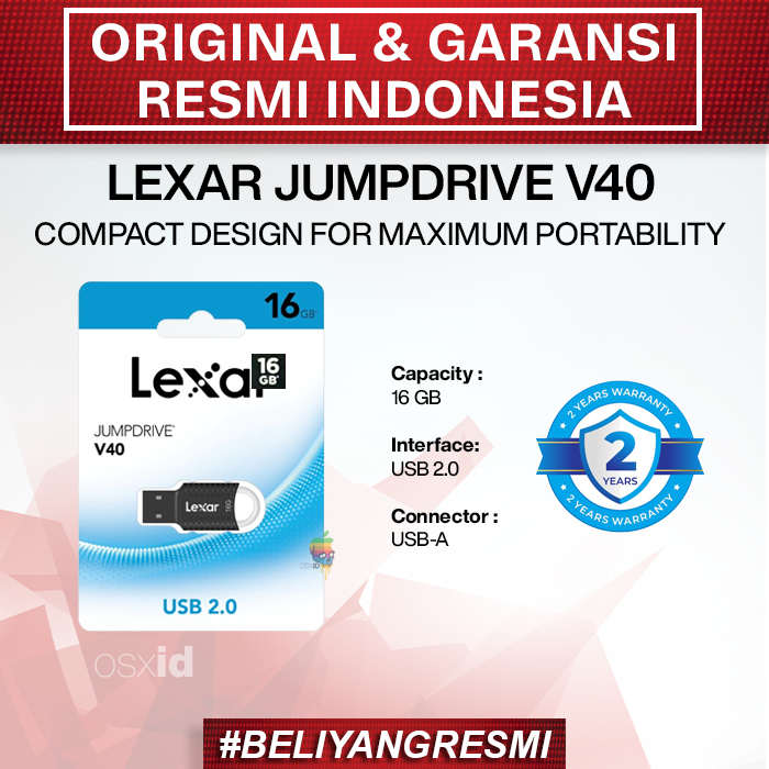 Jual Flashdisk Lexar Flashdisk JumpDrive V40 - 16GB USB 2.0 - Original - Garansi Resmi | Shopee ...