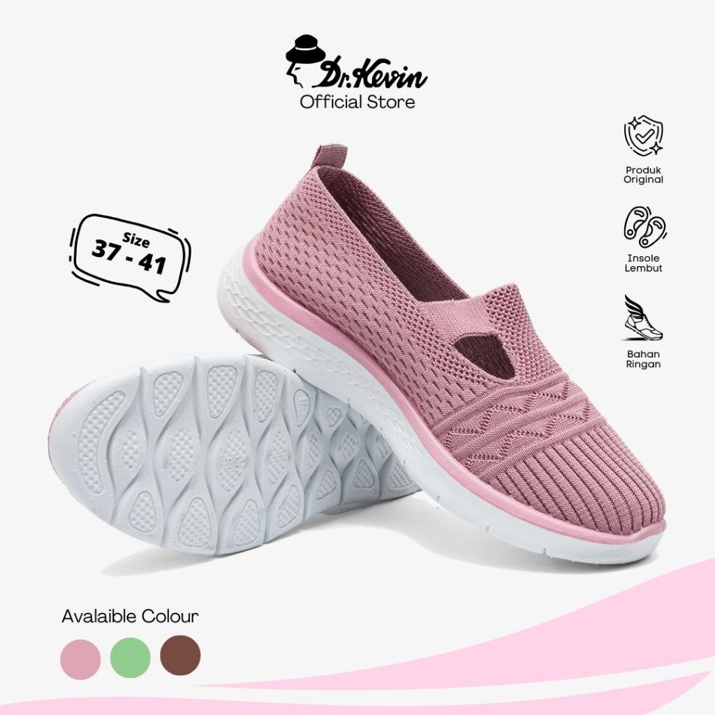 Jual Dr. Kevin Sepatu Olahraga Sport Wanita Sneakers Rajut Slip On 559-003 | Shopee Indonesia