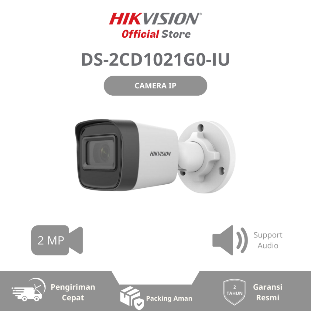 Jual HIKVISION - DS-2CD1021G0-IU Camera IP CCTV Audio 2 MP Fixed Bullet Network Original ...