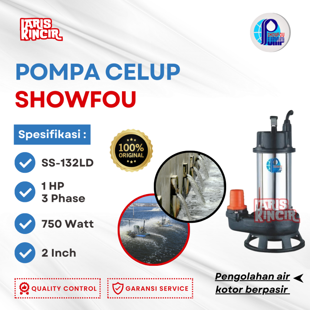 Jual Pompa Submersible/Pompa Celup Showfou SS-132LN 1 HP 3 Phase 750 ...