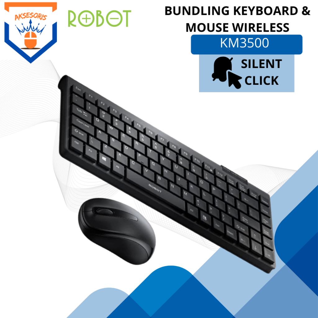 Jual ROBOT Portable Mini Wireless Set Combo Keyboard and Mouse KM3500 ...