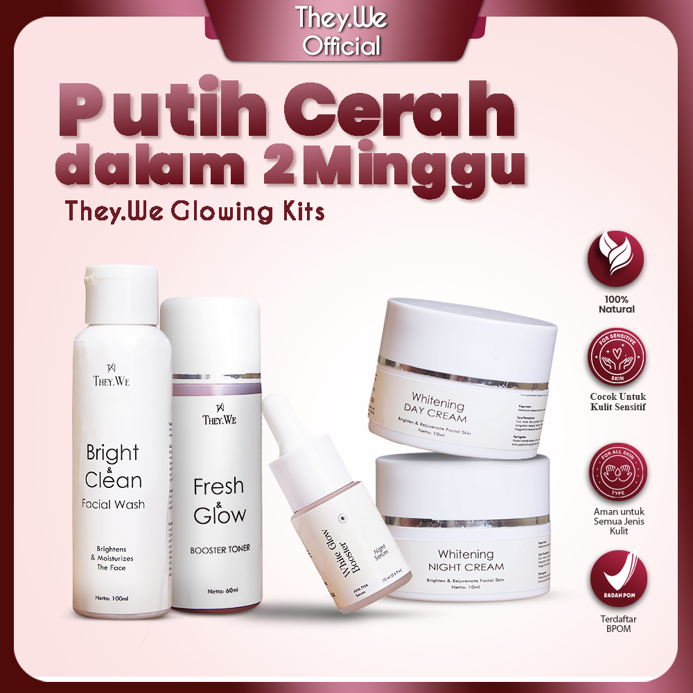 Jual They.We Paket Skincare Toner Facial Wash Day Night Cream Glowing ...