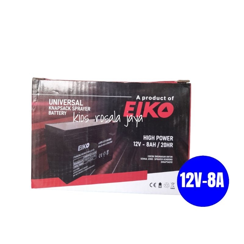 Jual Battery Aki Sprayer EIKO (High Power 12V - 8AH /20 HR) | Shopee Indonesia