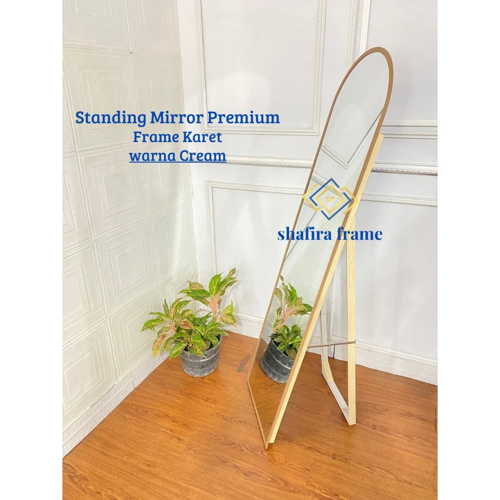 Jual standing mirror aesthetic full body rubber oval 40x153 Premium ...
