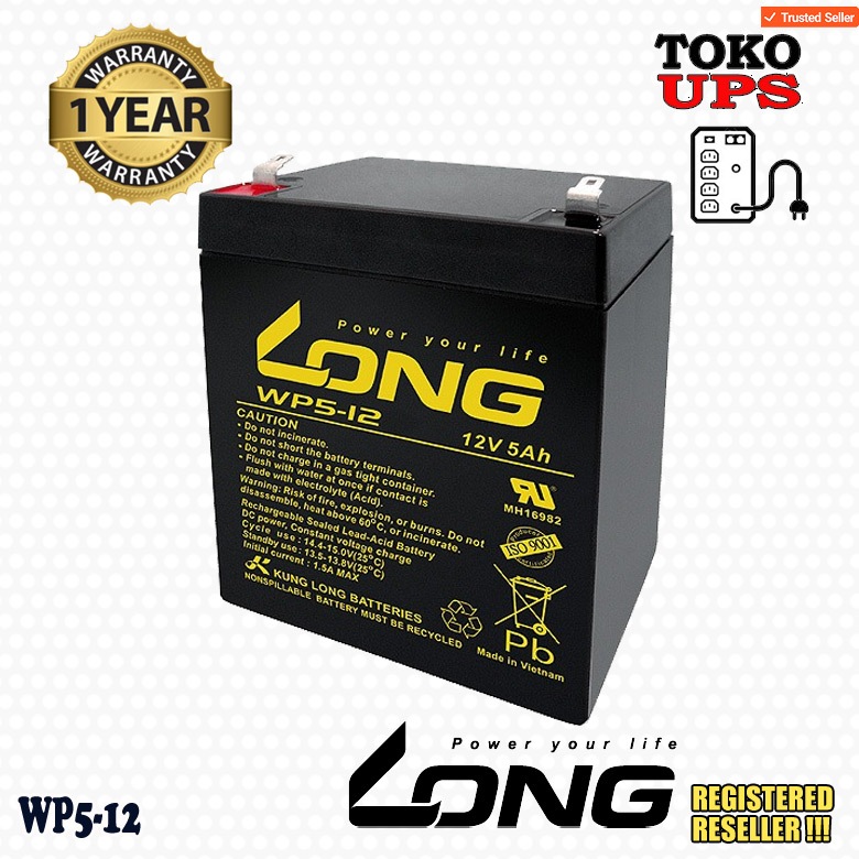 Jual Baterai UPS LONG WP5-12 12V 5AH Aki Kering LONG 12v 5AH | Shopee ...